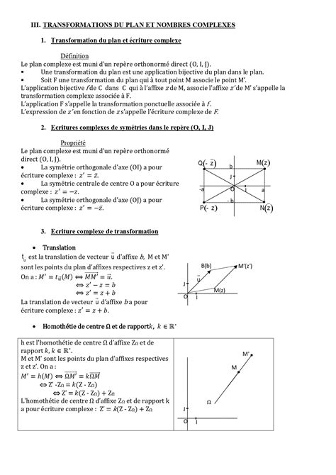TRANSFORMATIONS DU PLAN ET NOMBRES COMPLEXES Digital Math