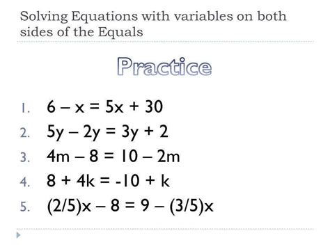 Worksheets Equations Variables On Both Sides