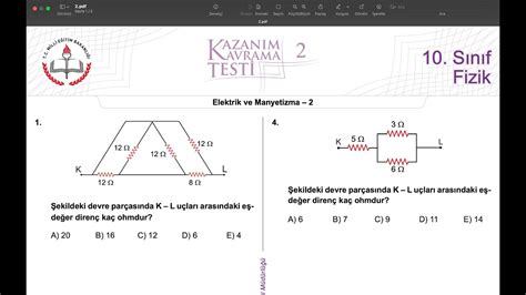 10 SINIF MEB FİZİK KAZANIM KAVRAMA TEST 2 ÇÖZÜM 2022 2023 YouTube