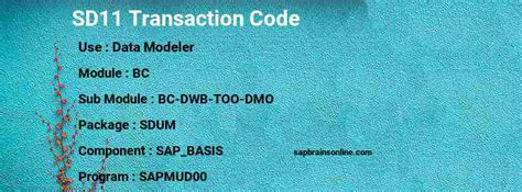 SD11 SAP Tcode For Data Modeler
