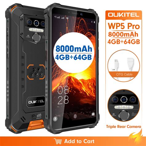 Ip68 Waterproof 4gb 64gb Mobile Phone Oukitel Wp5 Pro Smartphone