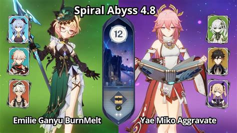 C Emilie Ganyu Burnmelt C Yae Miko Aggravate Spiral Abyss