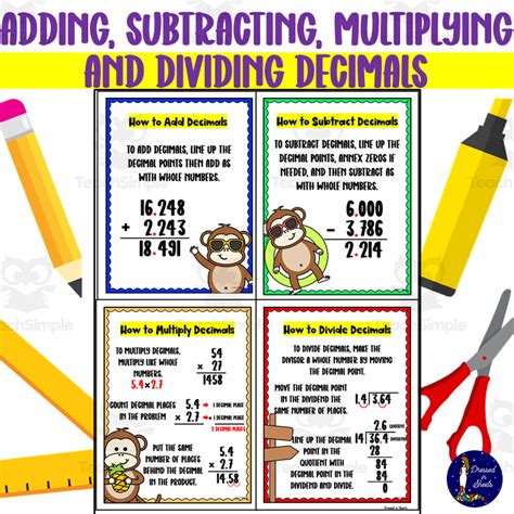 adding subtracting multiplying and dividing decimals by teach simple