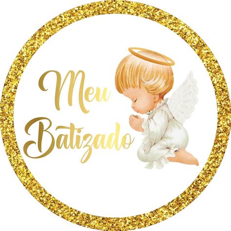 Painel Batizado Dourado Anjinho 1x1 Redondo Em Lona Shopee Brasil