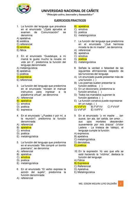 Funciones De La Lengua Ejercicios Abstractor Riset