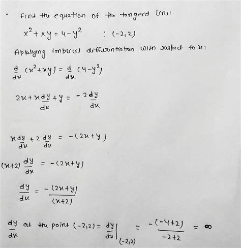 Solved Use Implicit Differentiation To Find The Equation Of The