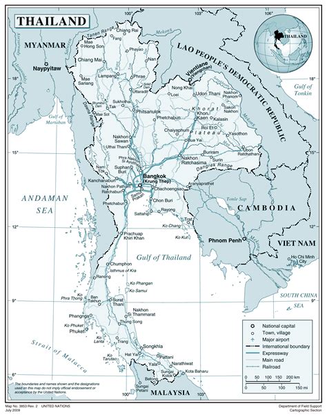 Large Detailed Political Map Of Thailand With Roads Cities And