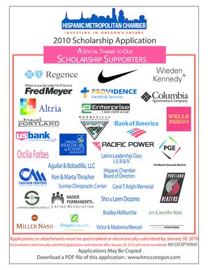Fillable Online 2010 Scholarship Application Hispanic Metropolitan