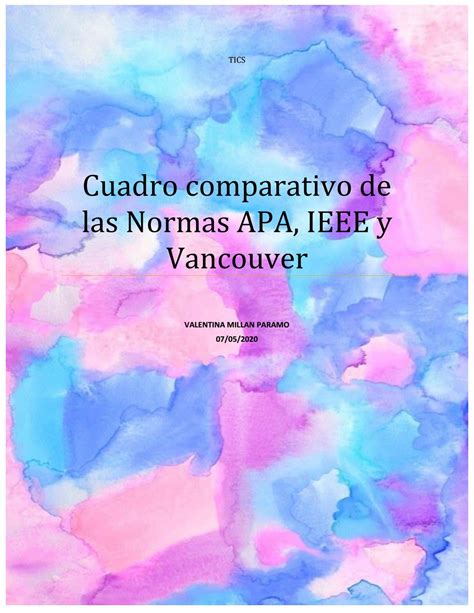 Cuadro Comparativo De Las Normas APA IEEE Y Vancouver By Valentina