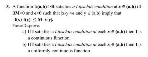 solved 3 a function f a b r satisfies a lipschitz