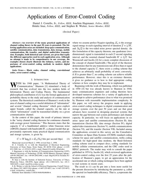 pdf applications of error control coding