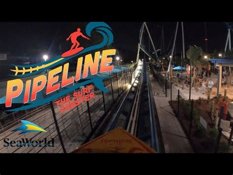 Pipeline The Surf Coaster Front Row Night POV SeaWorld Orlando NEW