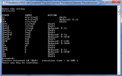 operator precedence parsing program in c c program to implement operator precedence parsing