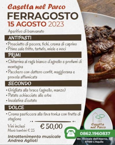 Ferragosto 2023 Ristorante Casetta Nel Parco L Aquila