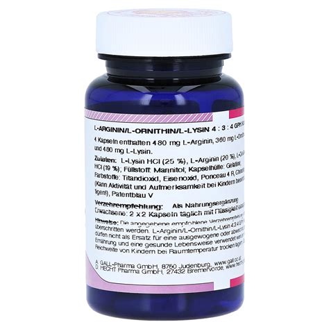 L ARGININ L ORNITHIN L Lysin 4 3 4 GPH Kapseln 60 Stück medpex