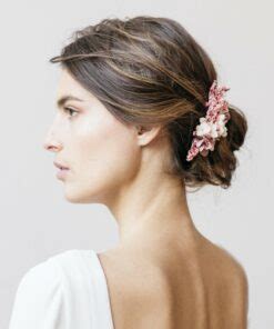 Peigne en fleurs stabilisées Quartz aux tons roses Les Fleurs Dupont