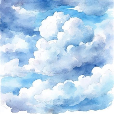 Acuarela De Nubes En El Cielo Foto Premium