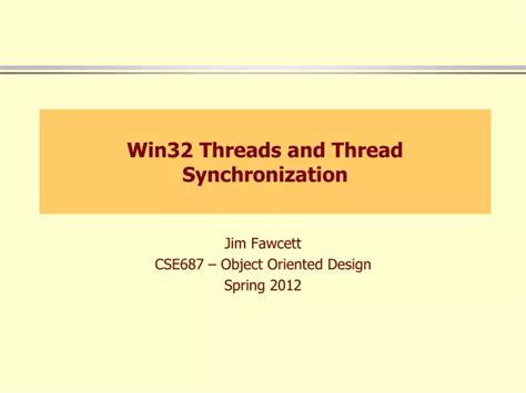 Ppt Win Threads And Thread Synchronization Powerpoint Presentation