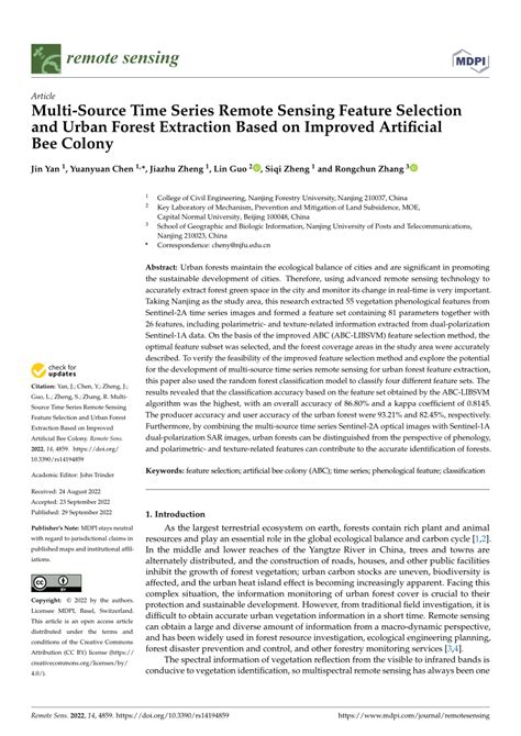 pdf multi source time series remote sensing feature selection and urban forest extraction