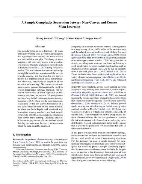 a sample complexity separation between non convex and convex meta learning docslib