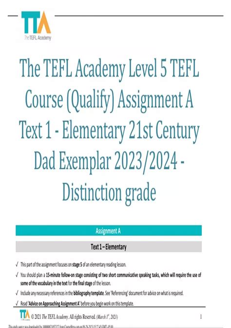 The TEFL Academy Level 5 TEFL Course Qualify Assignment A Text 1