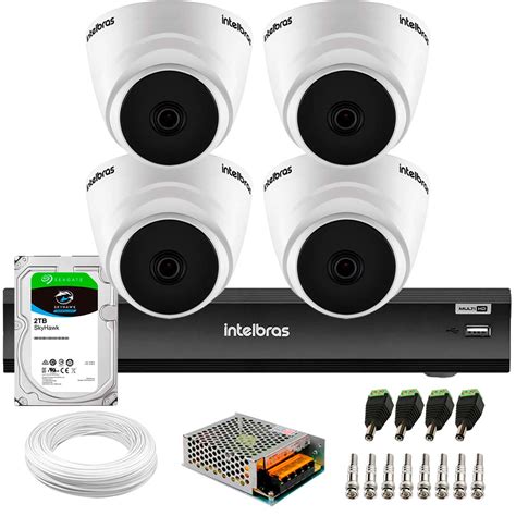 Kit 4 Câmeras Dome Intelbras VHD 1220 D G6 Full HD 1080p Lente 2 8 mm