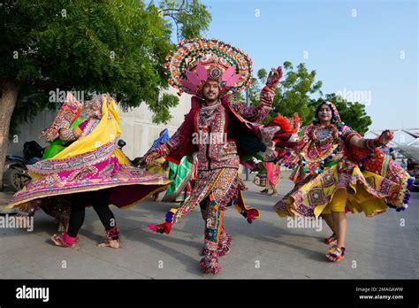 Indians In Traditional Attire Practice Garba A Traditional Dance Of