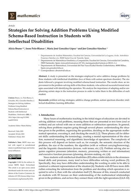pdf strategies for solving addition problems using modified schema based instruction in