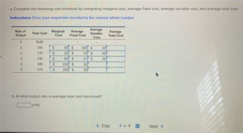 Solved A Complete The Following Cost Schedule By Computing Chegg