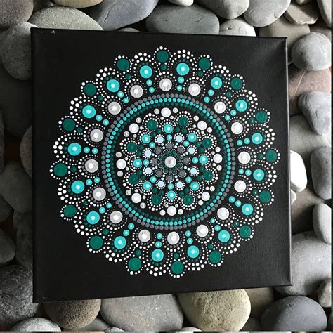 X Hand Painted Mandala On Canvas Dot Etsy Dot Painting