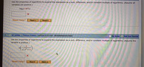 solved use the properties of logarithms to expand the