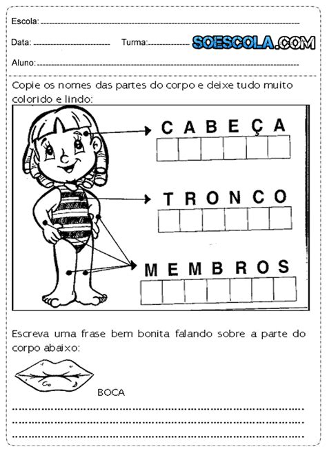 Atividades De Ci Ncias Ano Corpo Humano S Escola