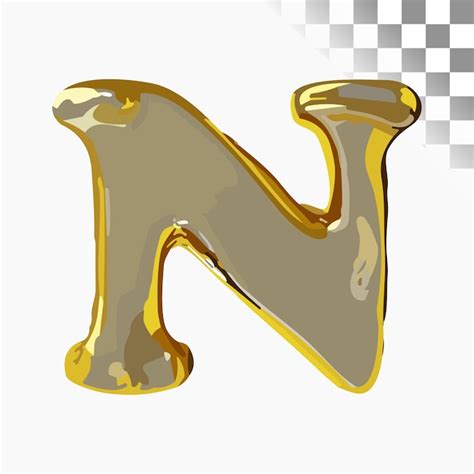 N Desenho de letras fonte elegante amarelo dourado brilhante metálico