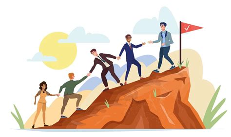 Teamwork Concept Group Of People Climbing A Mountain Company