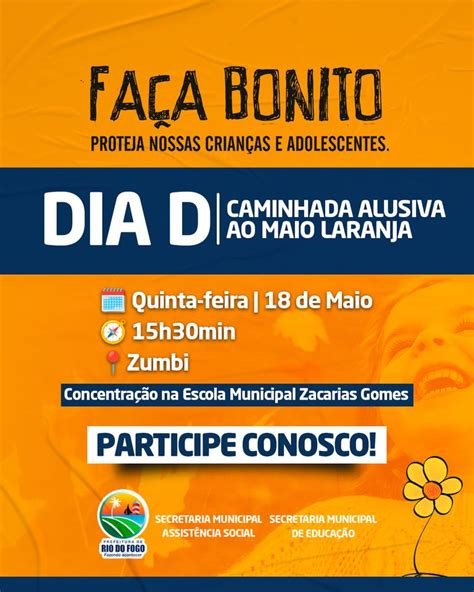 Prefeitura De Rio Do Fogo De Maio Campanha Maio Laranja