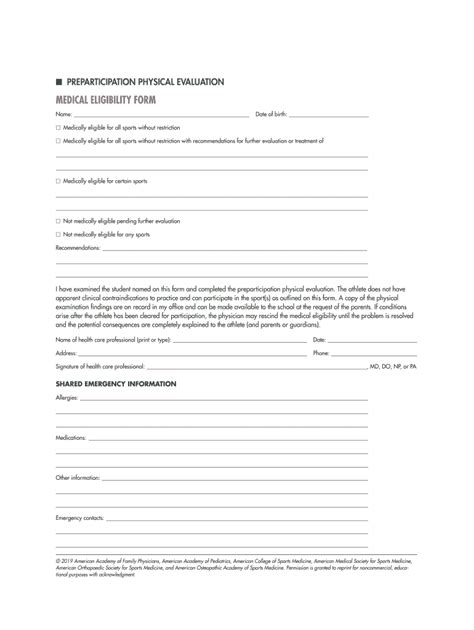 Fillable Online Preparticipation Physical Evaluation Medical
