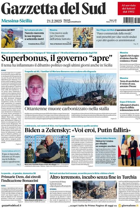 Prima Pagina Gazzetta Del Sud Giornali It