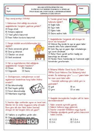 4 Sınıf İnsan Hakları 1 Döne Eduhol Etkinlik İndir Oyun Oyna