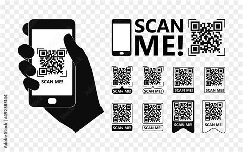 QR Code Frame Set For Smartphone Contactless Payment Scan Me Template