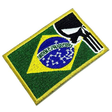 Bandeira Brasil Justiceiro Patch Bordado Para Uniforme Boné no Shoptime