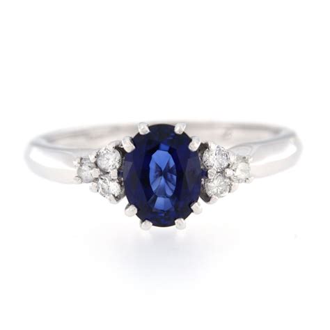 18 Carats Or Blanc Bague 1 25 Ct Saphir Ct 0 21 Catawiki