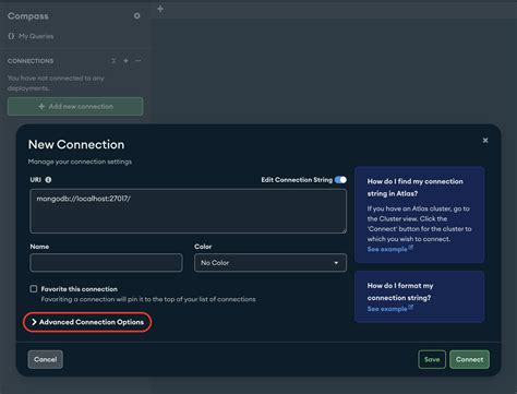 General Connection Tab Mongodb Compass