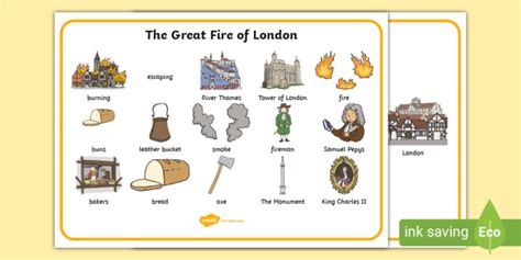 FREE Great Fire Of London Word Mat KS1 Teacher Made