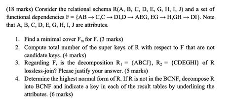 solved consider the relational schema r a b c d e g h