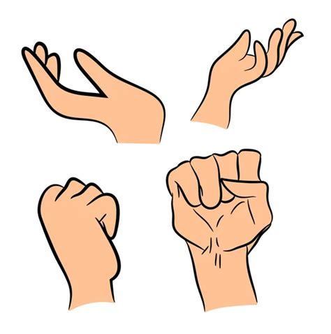 Image Of Cartoon Human Hand Gesture Open Palm Waving Vector