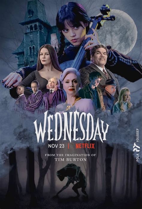 The Poster For Wednesday Starring Actors From Left To Right Tim Burton