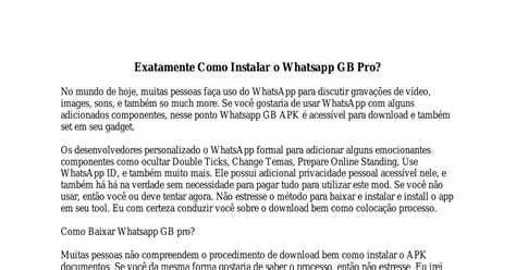 Exatamente Como Instalar O Whatsapp GB Pro22 Pdf DocDroid