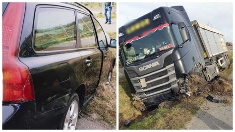 Zderzenie samochodu osobowego z ciężarówką na DW 401 w Nowej Wsi Małej