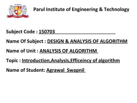 design and analysis of algorithms ppt