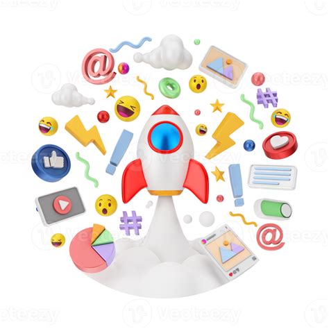 Social Media And Digital Marketing D Illustration Png